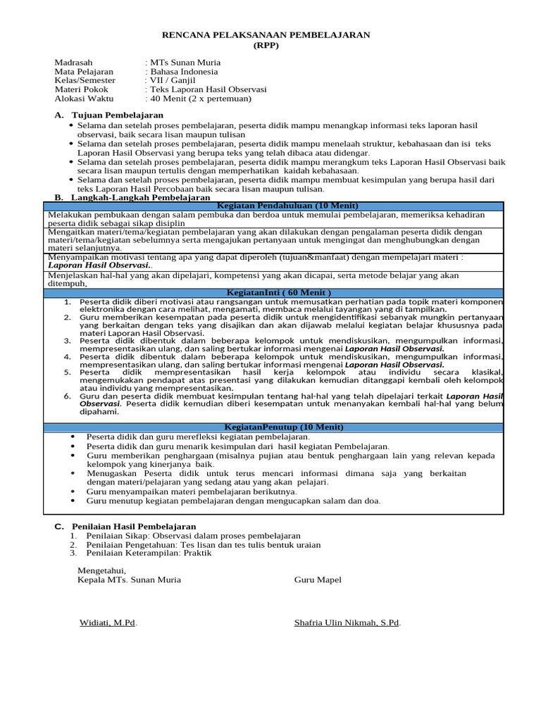 RPP 7 LHO Dan LKPD | PDF