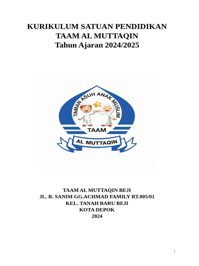 Kurikulum Satuan Pendidikan Al Muttaqin 2425 | PDF