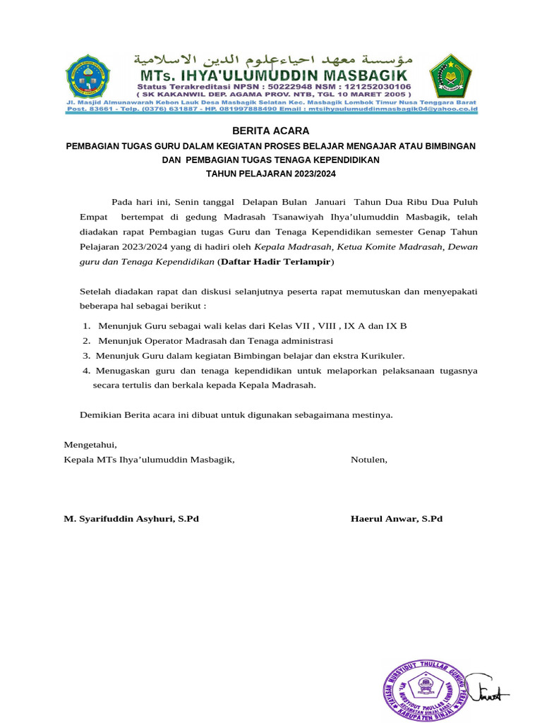 A.7. Contoh Resume Hasil Pertemuan PBM | PDF