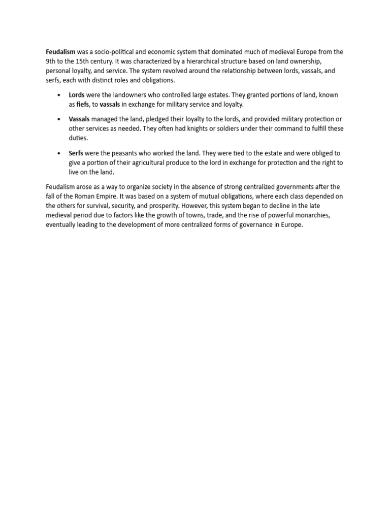 Feudalism Short Introduction | PDF | History