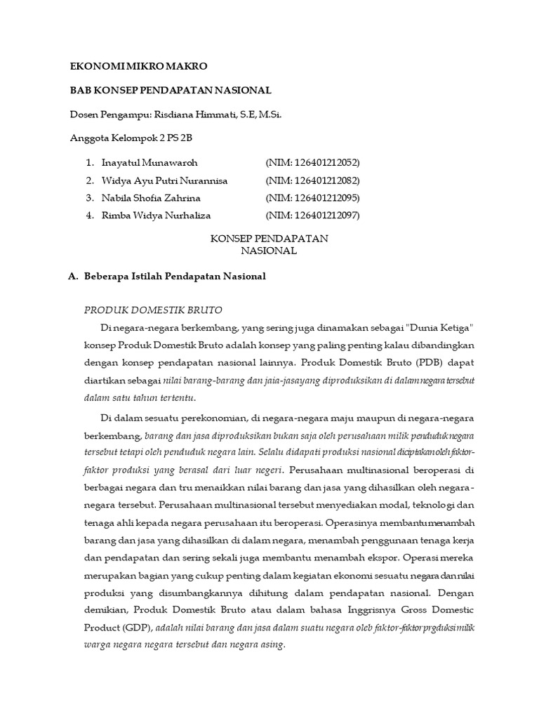 Emm Bab Konsep Pendapatan Nasional Kel.2 | PDF