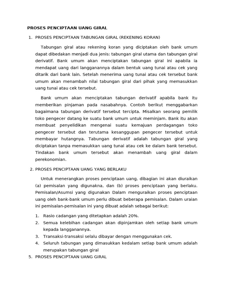 EMM PROSES PENCIPTAAN UANG GIRAL | PDF