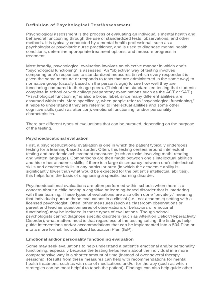 History of Psychological Test | PDF | Mental Disorder | Psychological ...