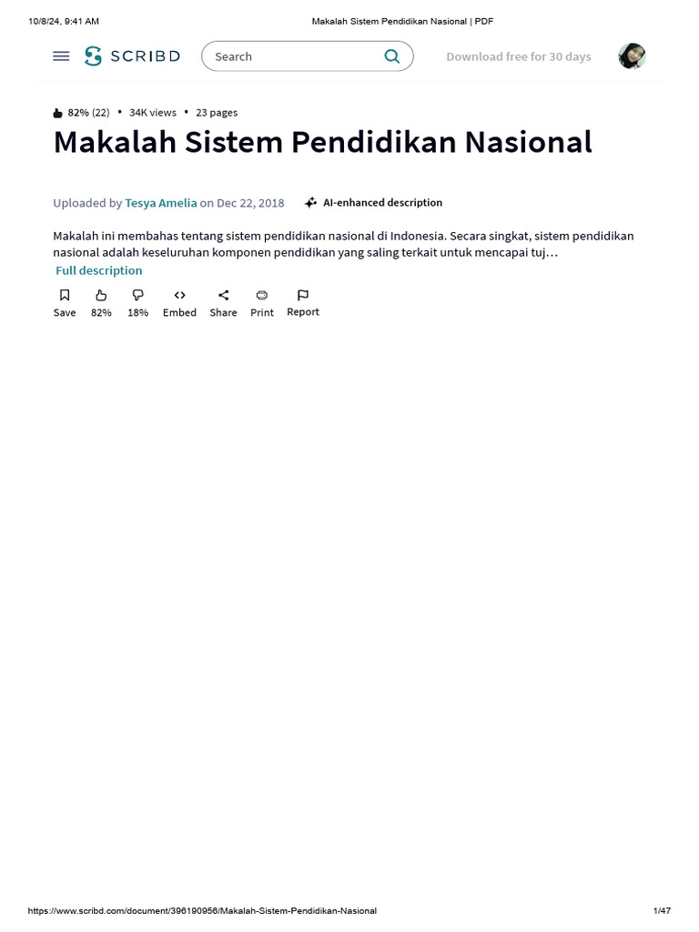 Makalah Sistem Pendidikan Nasional - PDF | PDF