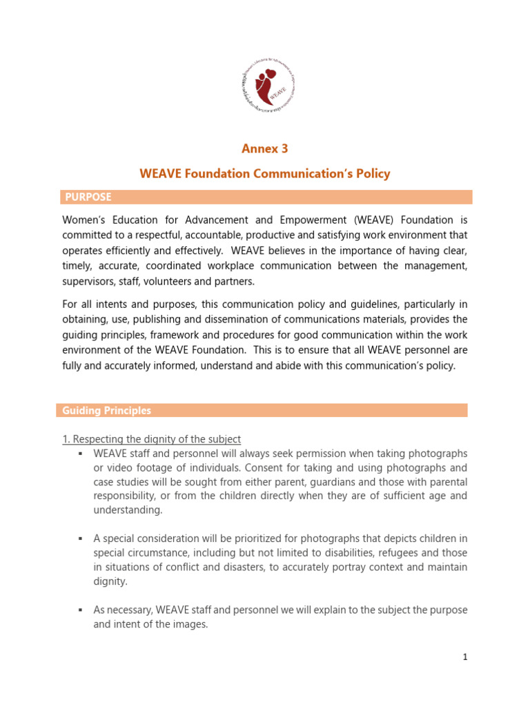 WEAVE's Communication Policy | PDF