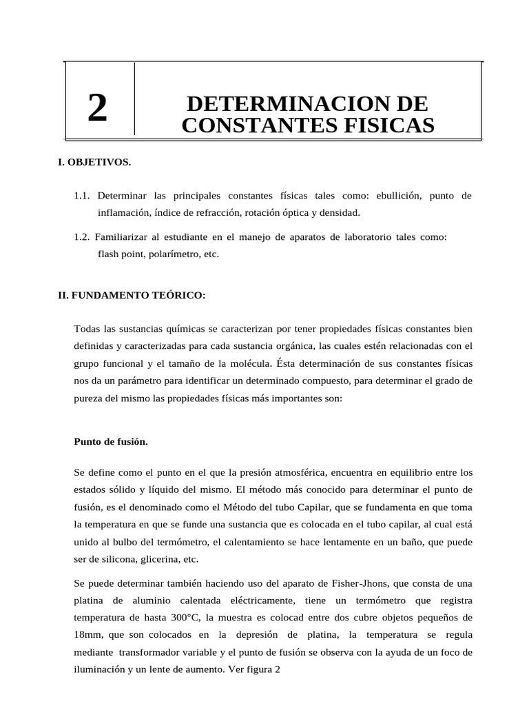 Determinacion de Constantes Fisicas Guia de Practicas | PDF