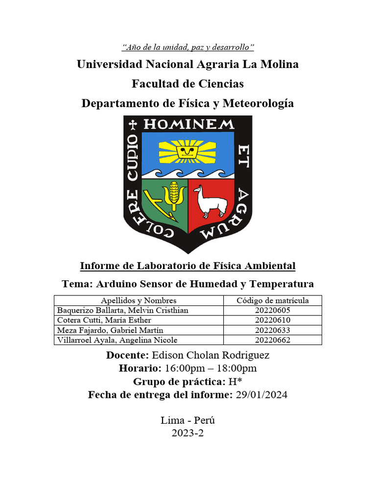 Informe FICA Sensor Humedad y Temperatura | PDF | Arduino | Sensor