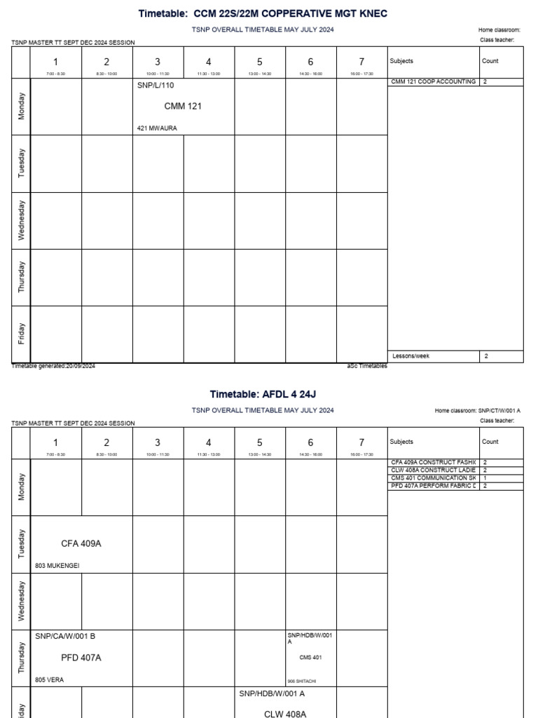 TSNP Classes Sept Dec 2024 | PDF