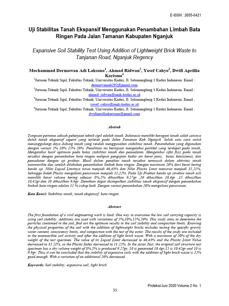 Uji Stabilitas Tanah Ekspansif Menggunakan Penamba | PDF