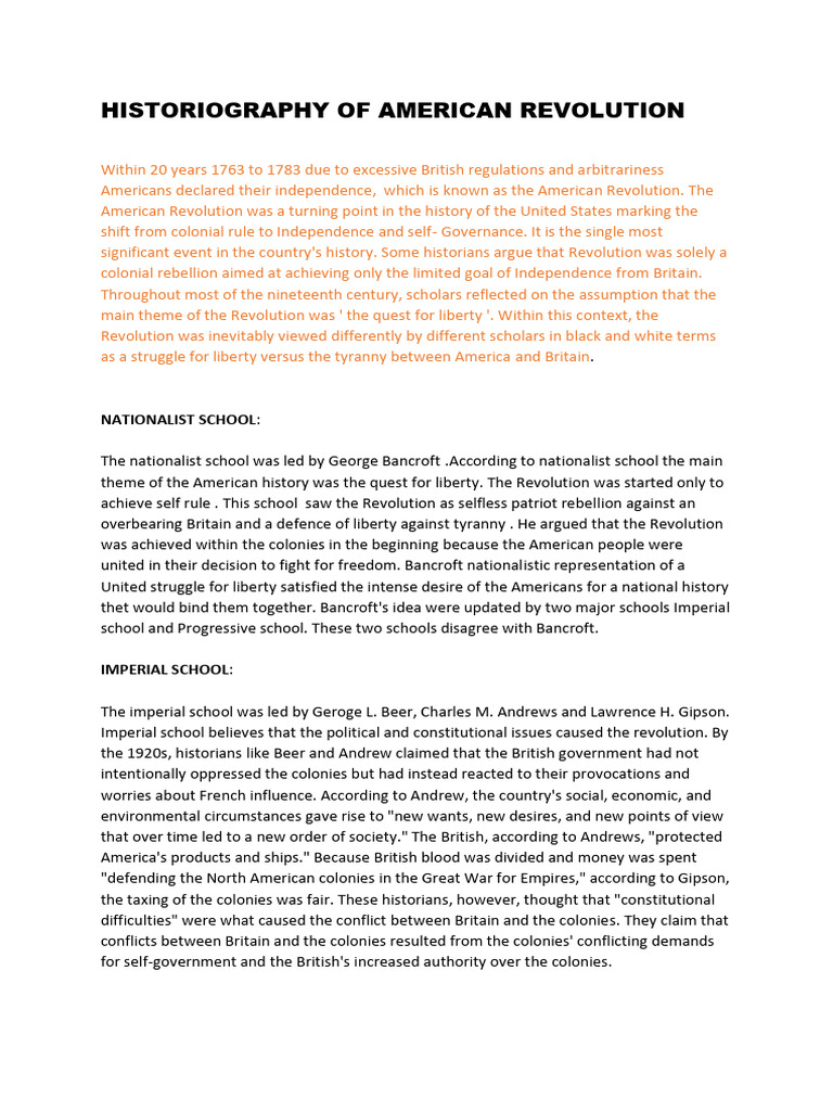 Historiography of American Revolution | PDF