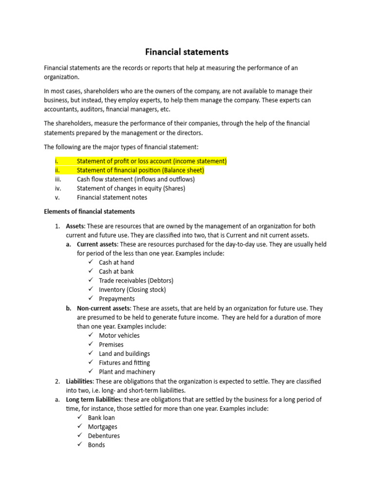 Financial Statements | PDF