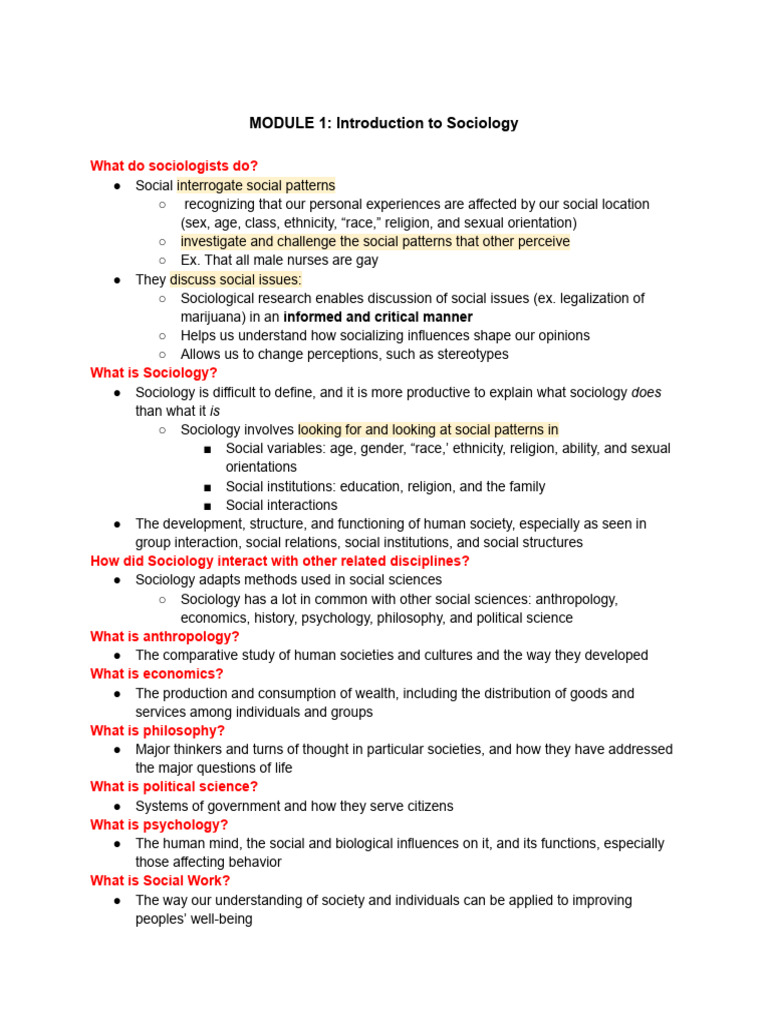 [SOCI 201] Quiz # 1 | PDF