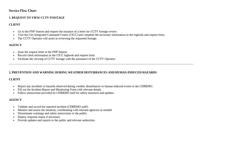 Reference for Service Flow Chart.docx Cctv | PDF