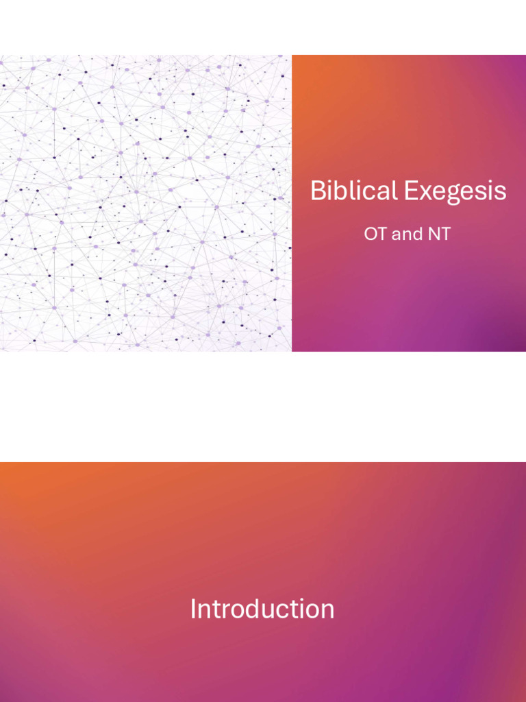Biblical Exegesis (NT) 1 - Introduction | PDF | Theology | Bible