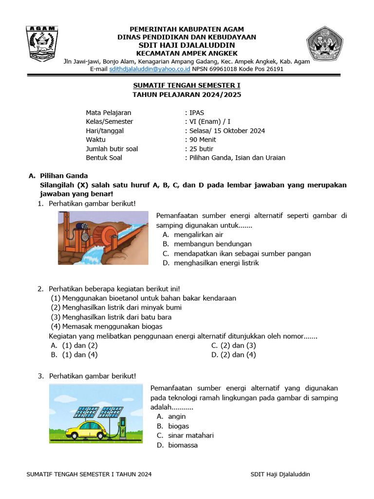 SOAL STS I IPAS 24-25 | PDF