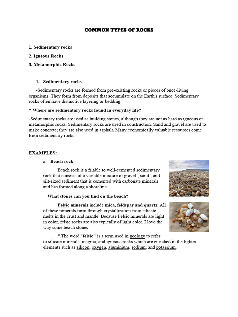 Script-Types of Rocks | PDF