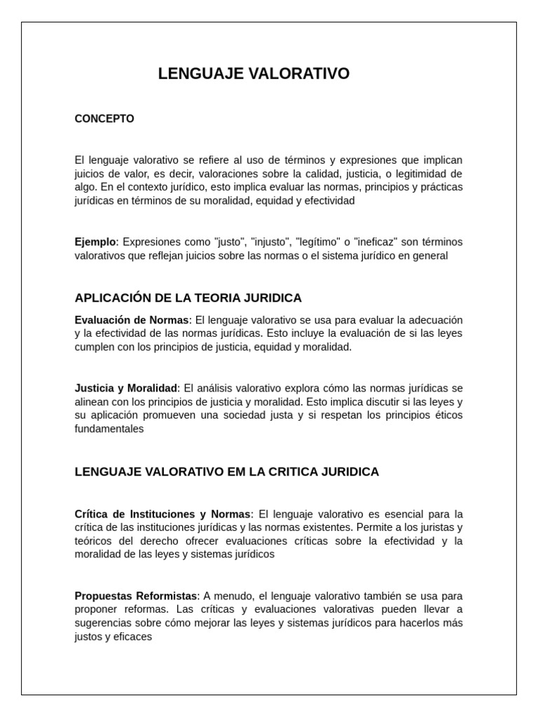 Lenguaje Valorativo | PDF