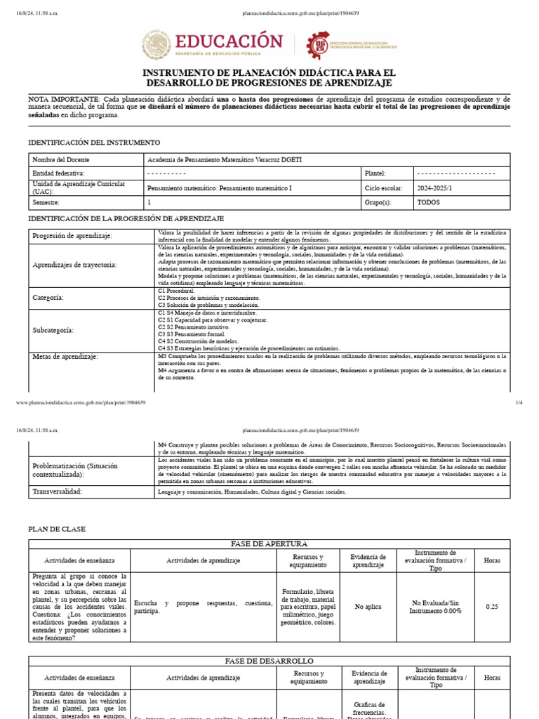 Cbtis 102 Progresion 15 PM1 | PDF