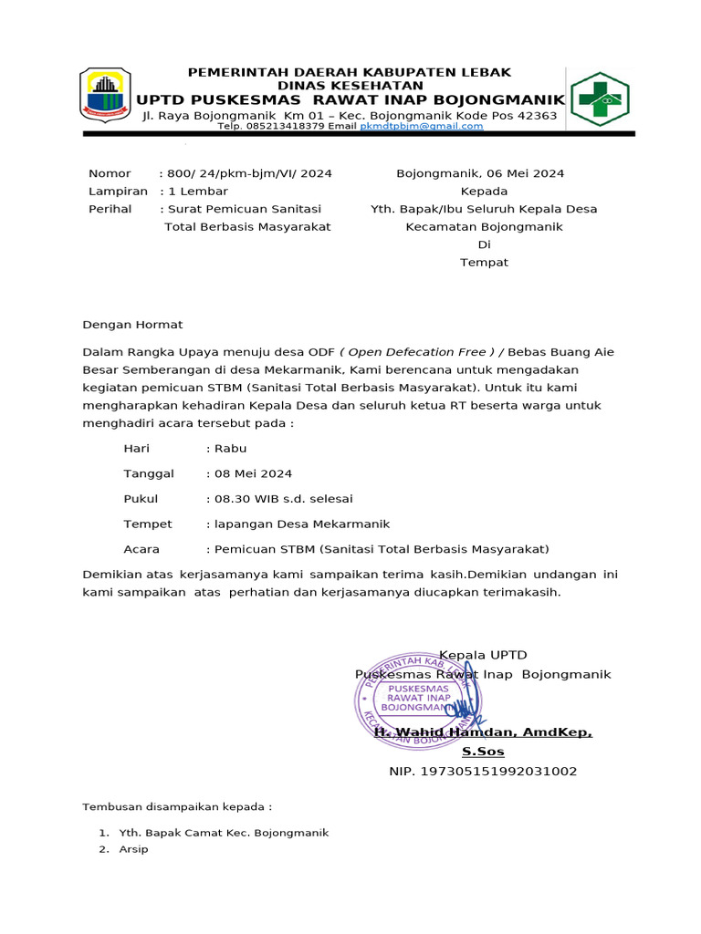 Surat Undangan Pemicuan | PDF | Kesehatan Holistik