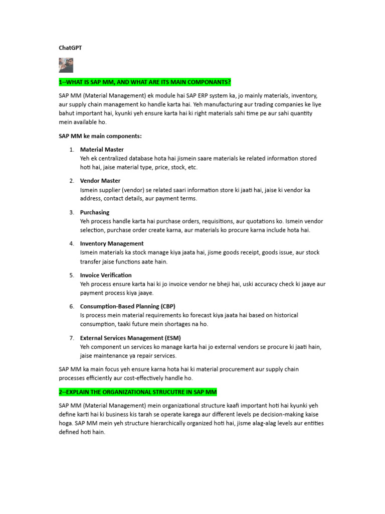 Sap MM Overview 2 | PDF