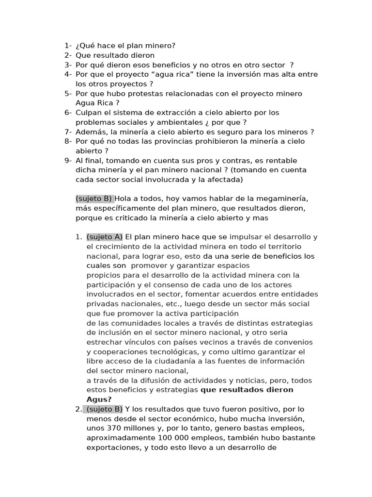 Que Hace El Plan Minero 1.7 | PDF