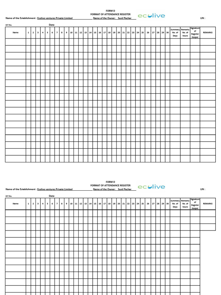 attendence Sheet | PDF