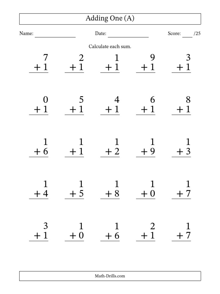 Addition 1 Digit | PDF