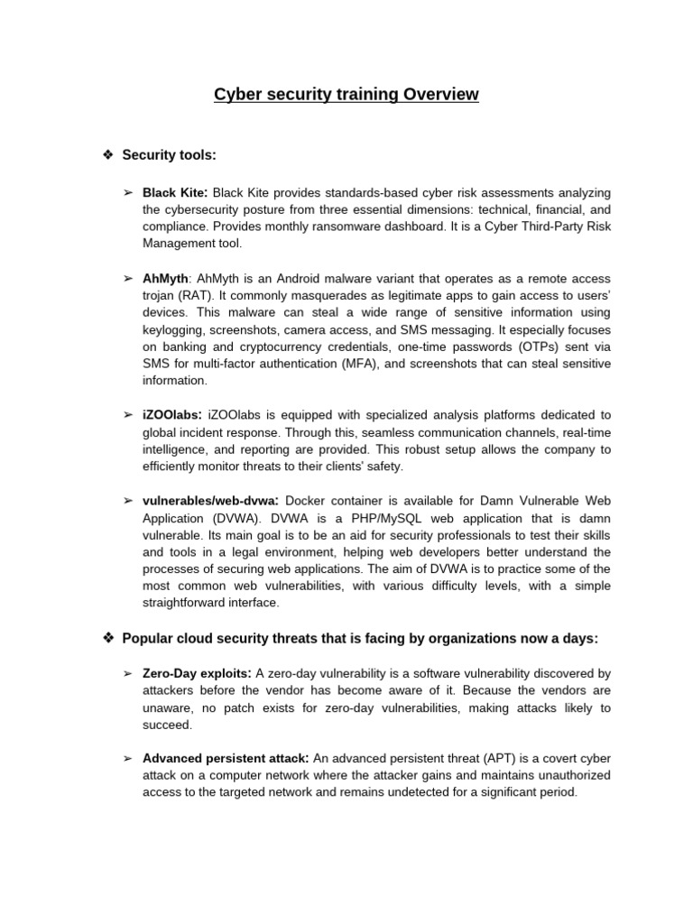 Cyber Security Training Overview Pdf