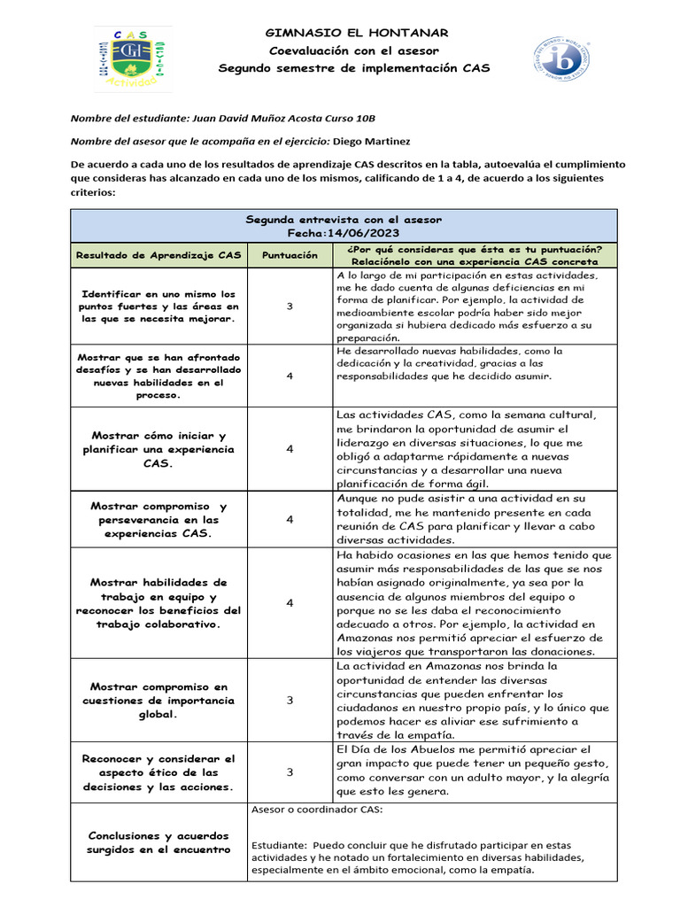 Segunda Entrevista Con El Asesor 2023 | PDF | Empatía | Crecimiento personal y profesional