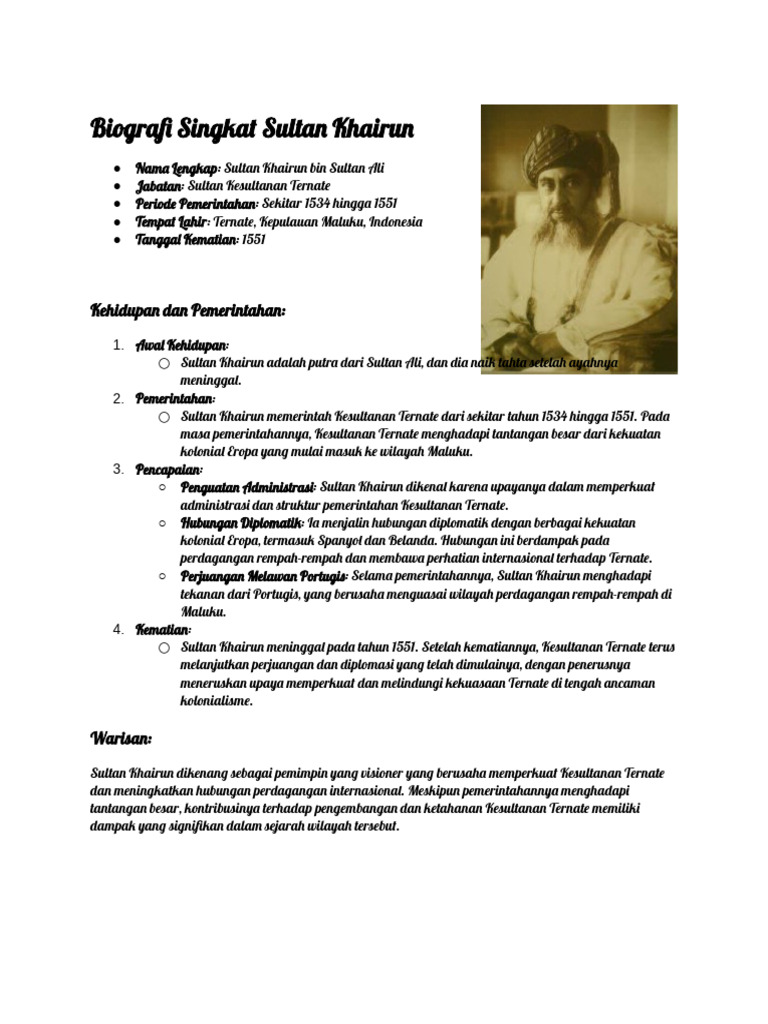 Biografi Singkat Sultan Khairun | PDF