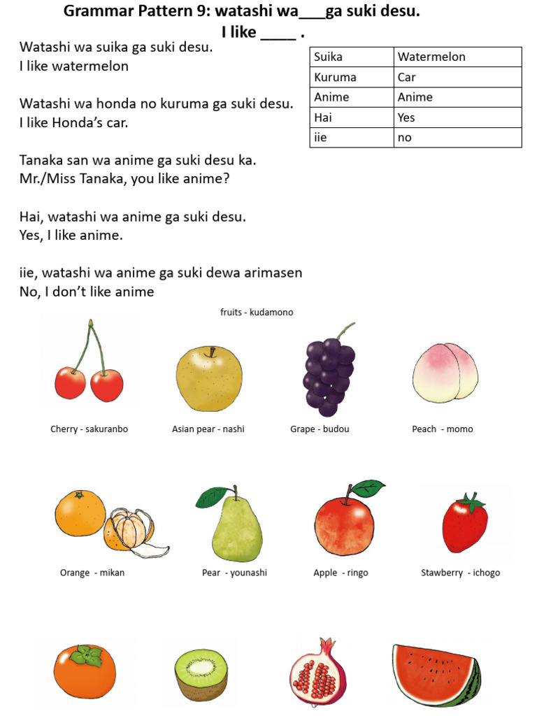 Chapter 6 Fruits and Vegetables in Japanese | PDF