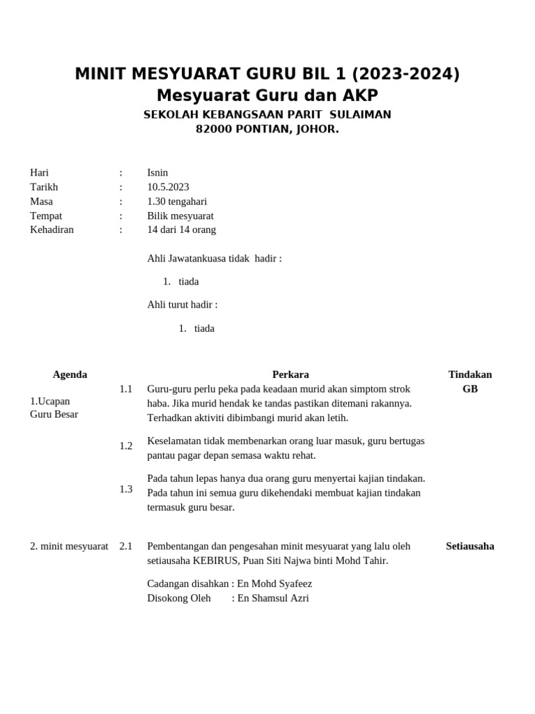 MINIT MESYUARAT guru dan AKP | PDF MINIT MESYUARAT guru dan AKP | PDF