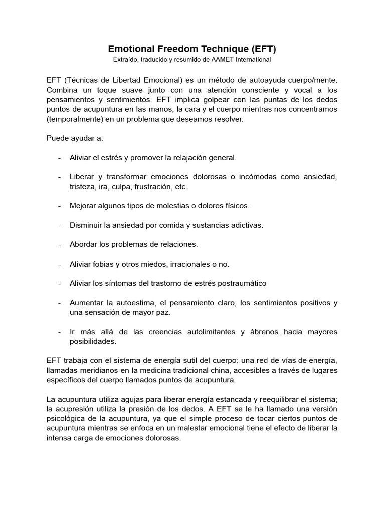 Emotional Freedom Technique (EFT) | PDF