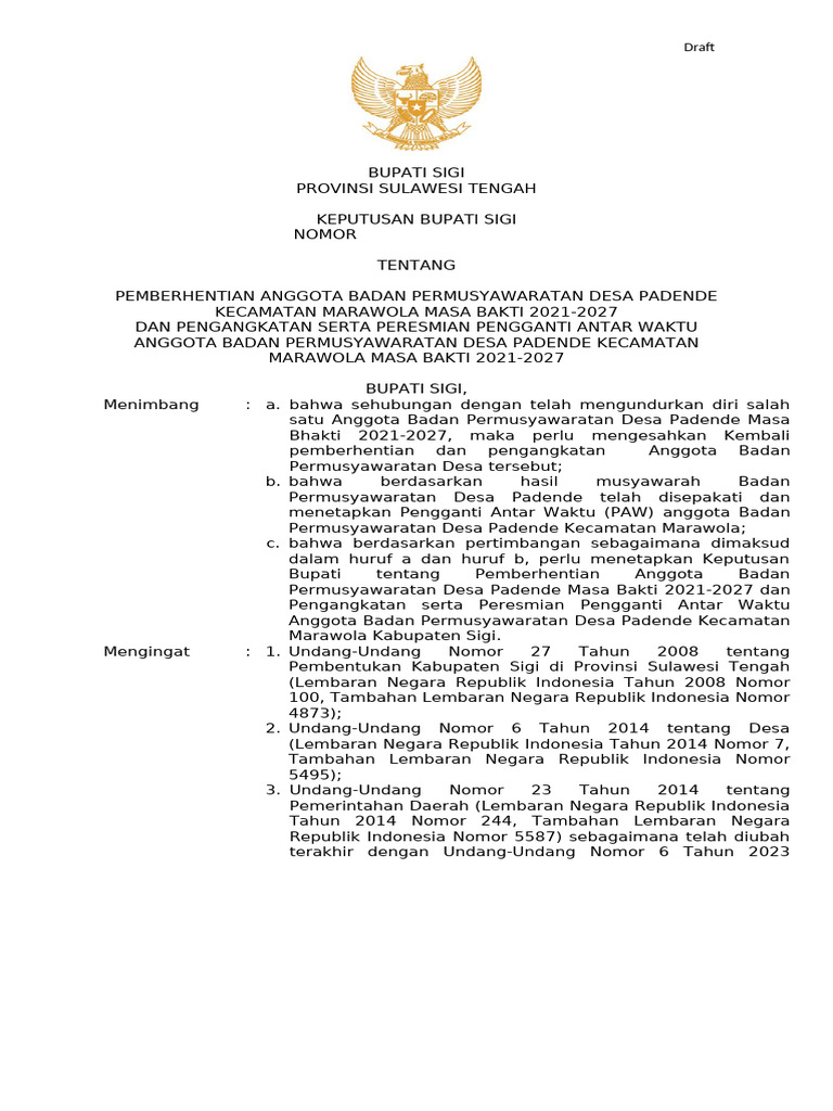 Draft SK Paw BPD Padende | PDF