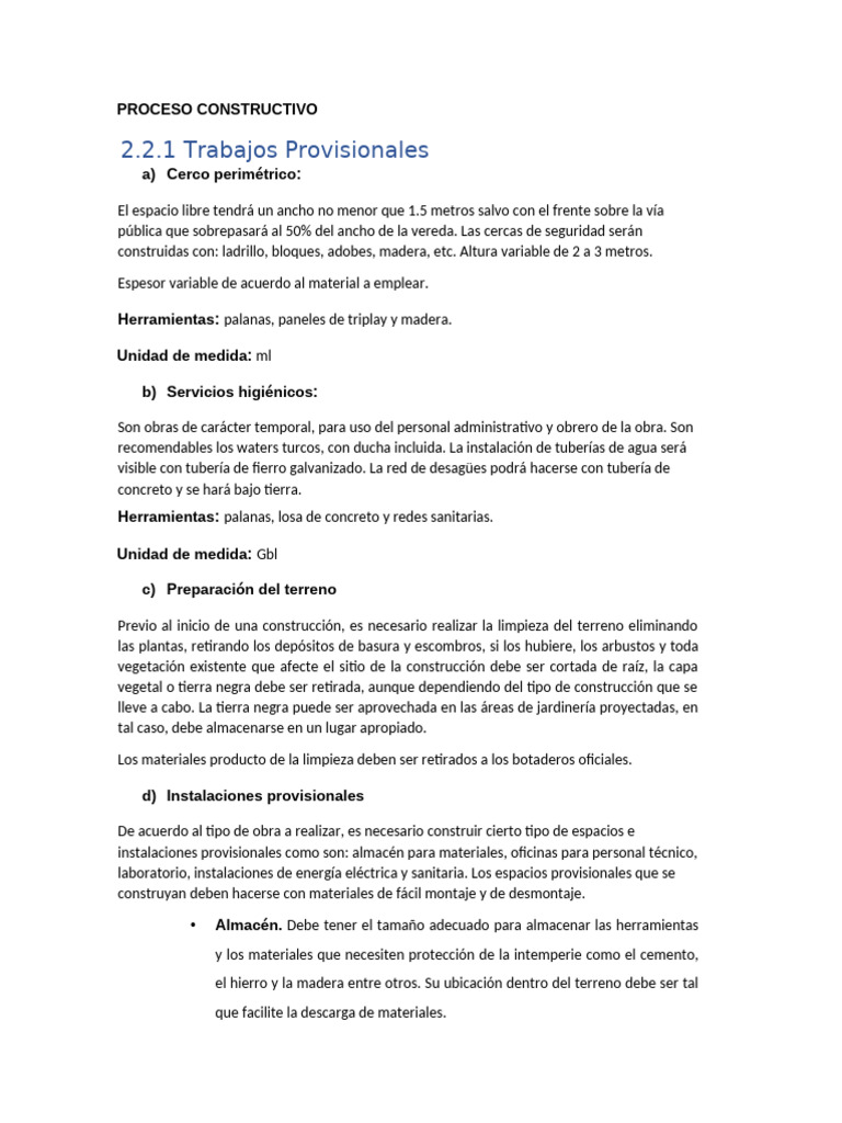 Proceso Constructivo | PDF