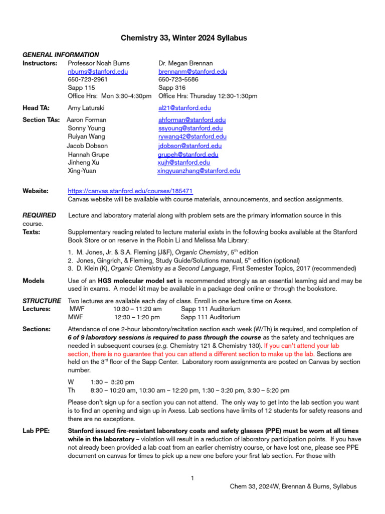 CHEM 33_W24_syllabus | PDF