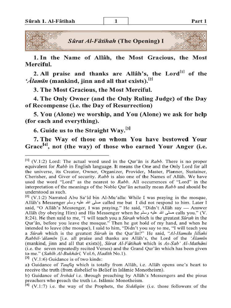 Surah Fatiha in English | PDF