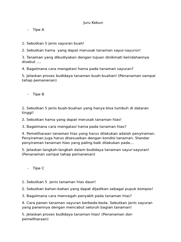 Uji SKK Juru Kebun | PDF