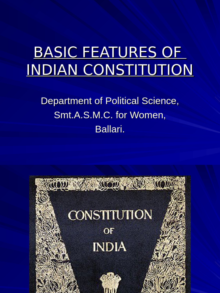 Basic Features of Indian Constitution by J Walia | PDF