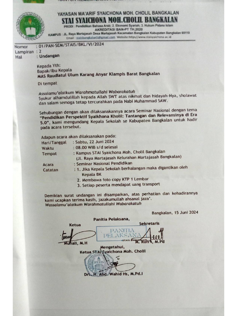 Undangan Acara Di Stais | PDF