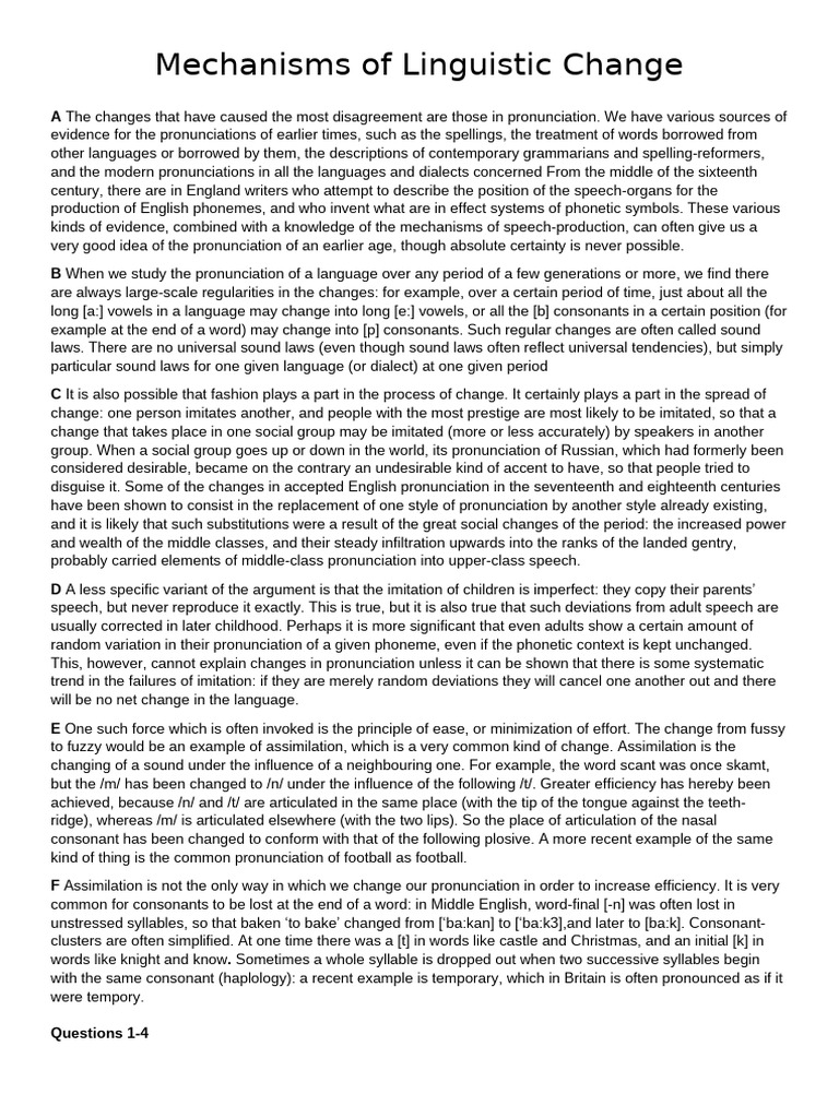 Mechanisms of Linguistic Change - BB | PDF