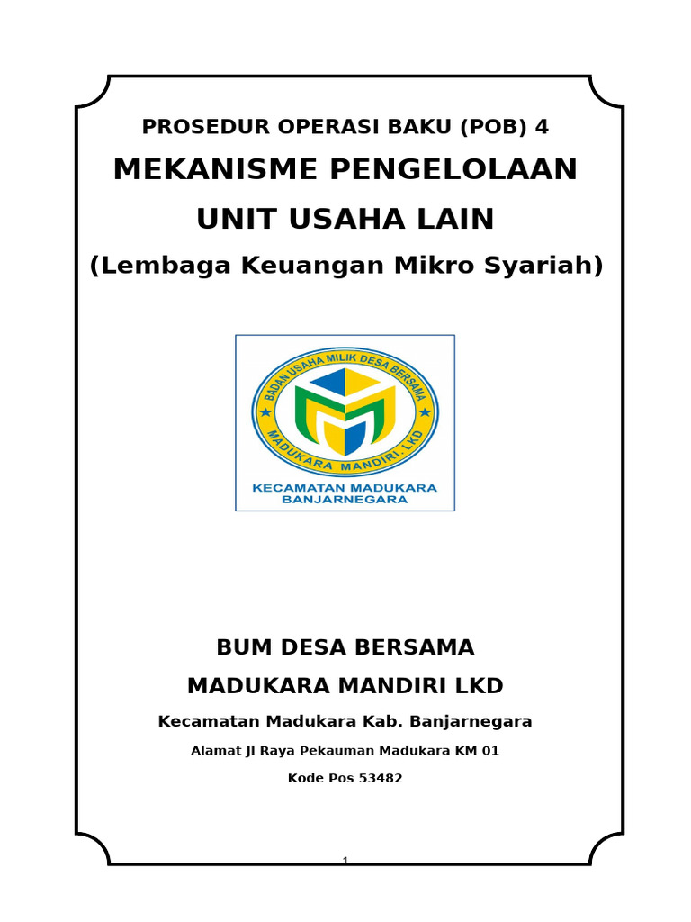 Materi POB 4 Mekanisme Pengelolaan Unit Usaha Lain Madukara | PDF