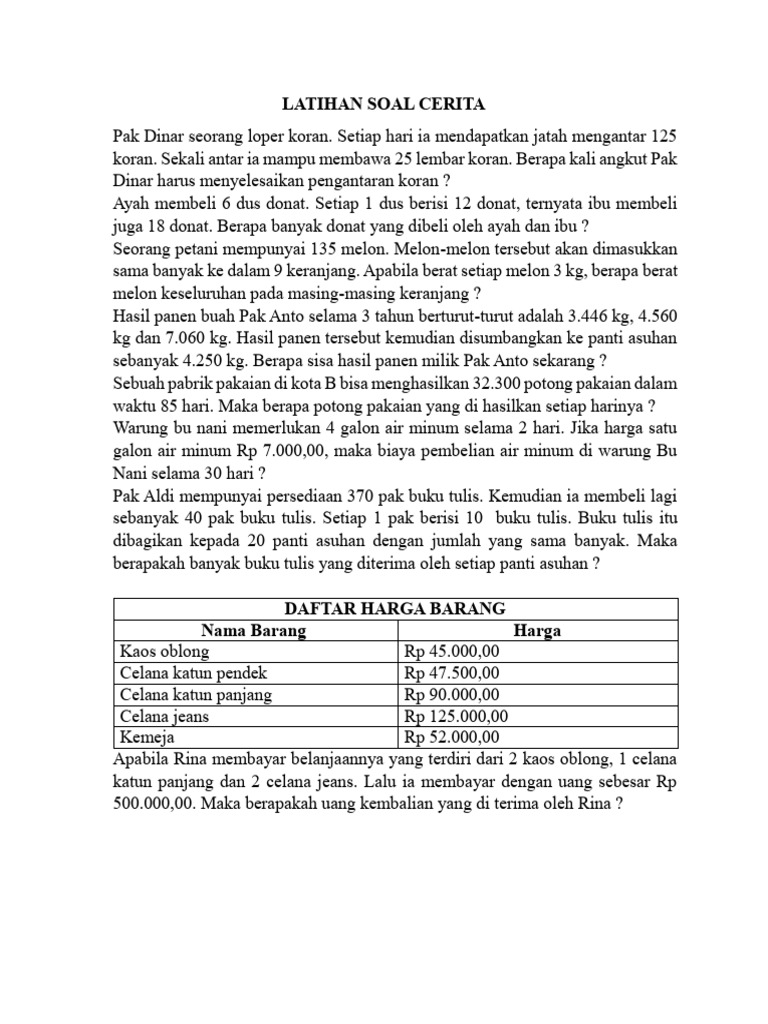 Tugas 2 (Soal Cerita) | PDF Tugas 2 (Soal Cerita) | PDF