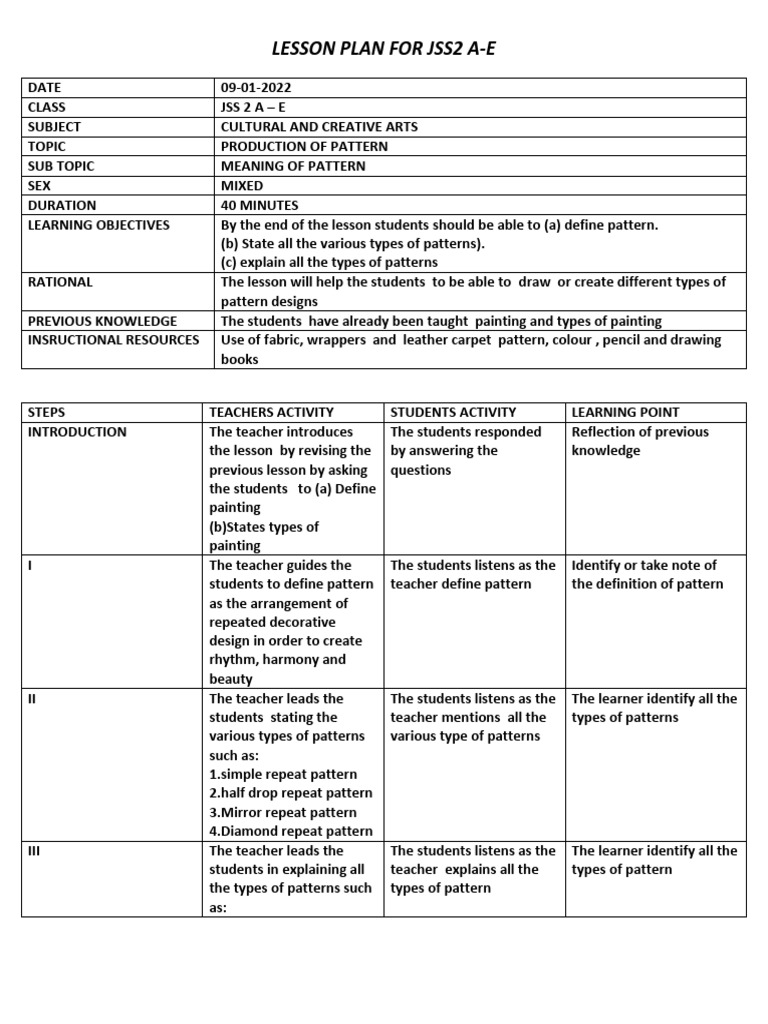 5027_lesson Plan Jss2 Cca Week1-Converted | PDF
