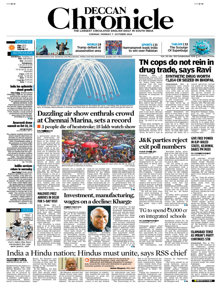 Deccan Chronicle Chennai 2024-10-07 | PDF