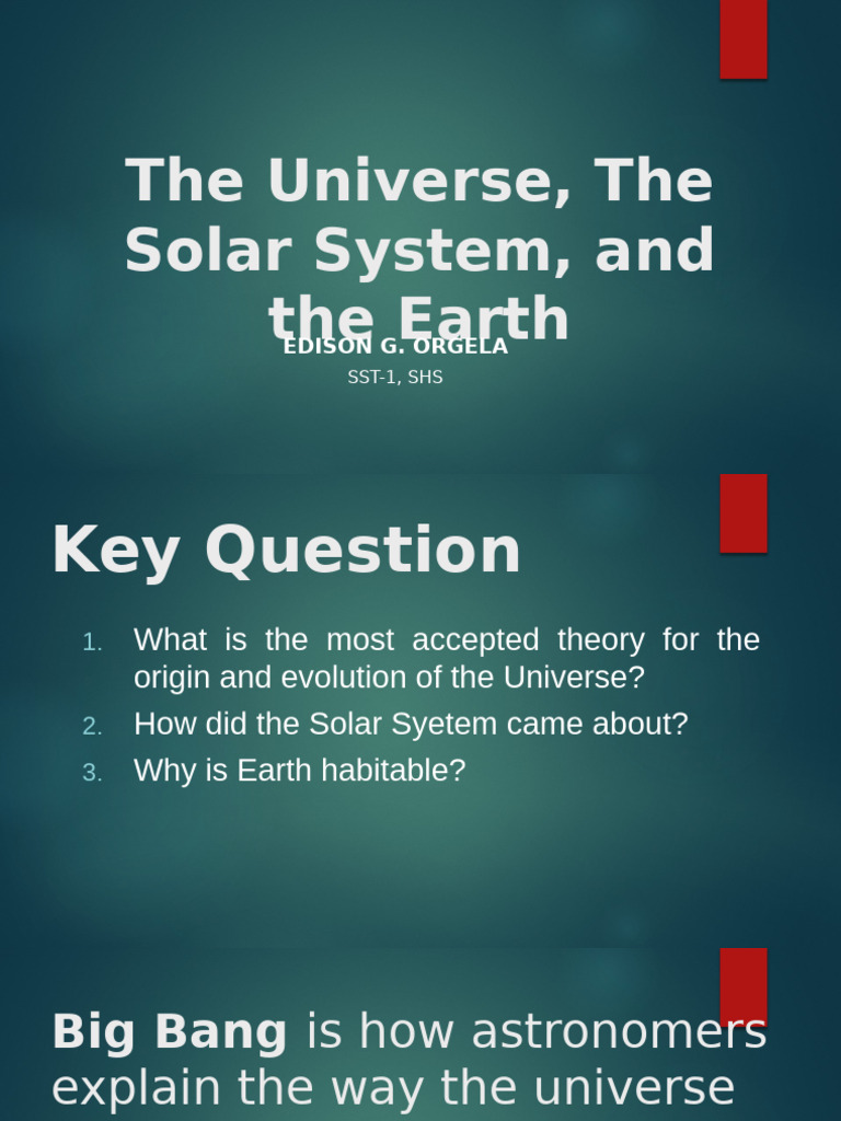 Lesson 1 Origin of The Universe Solar System and Earth | PDF