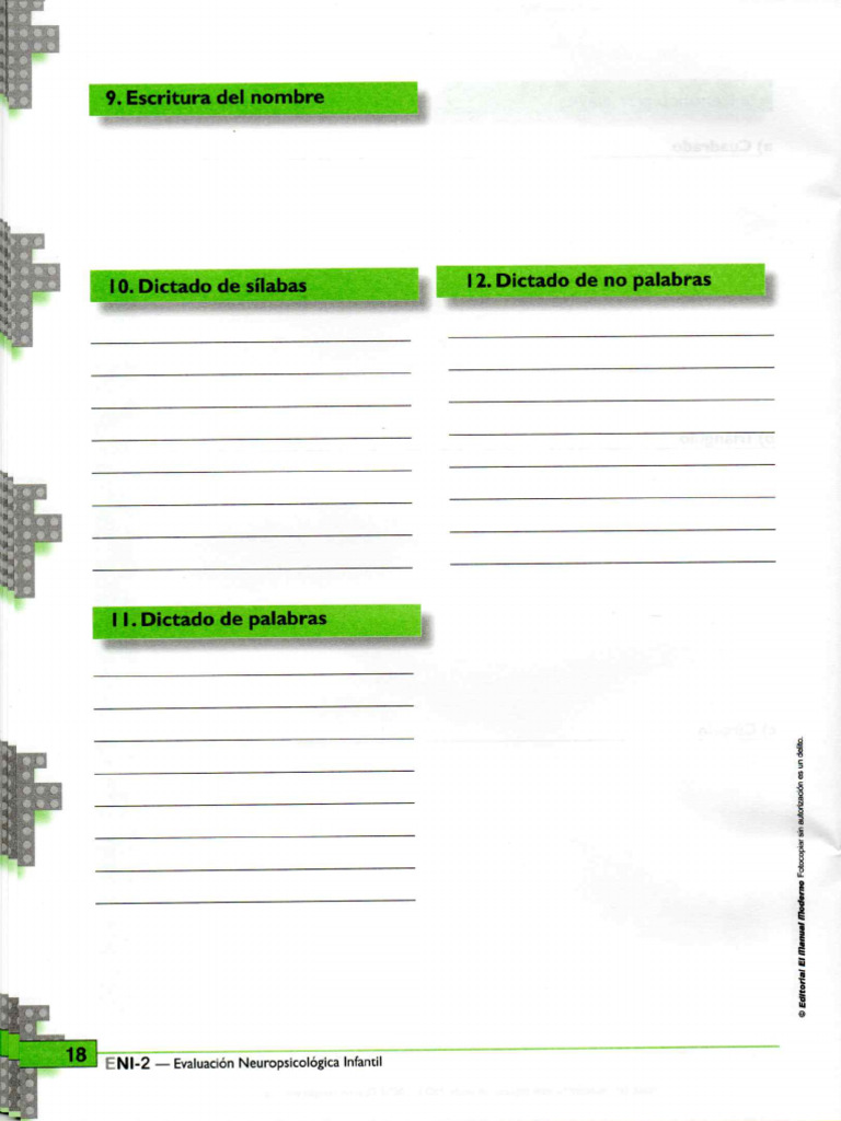 (habilidades escolares) ENI-2 hoja de Respuestas | PDF