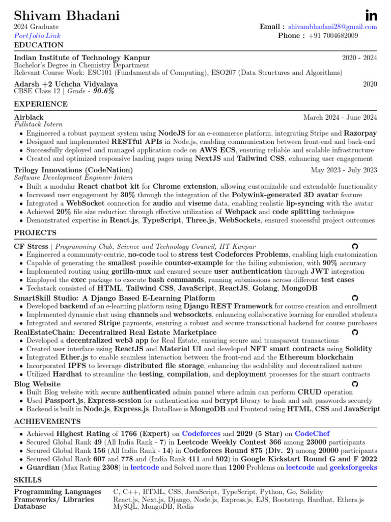 Shivam Bhadani | PDF | Computing | Software