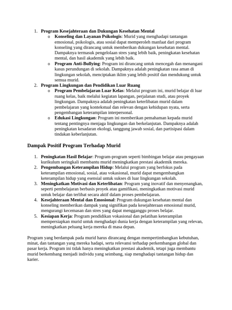 Program Kesejahteraan Dan Dukungan Kesehatan Mental | PDF