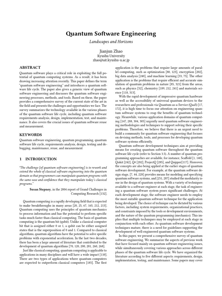 2021 Zhao - Quantum Software Engineering | PDF